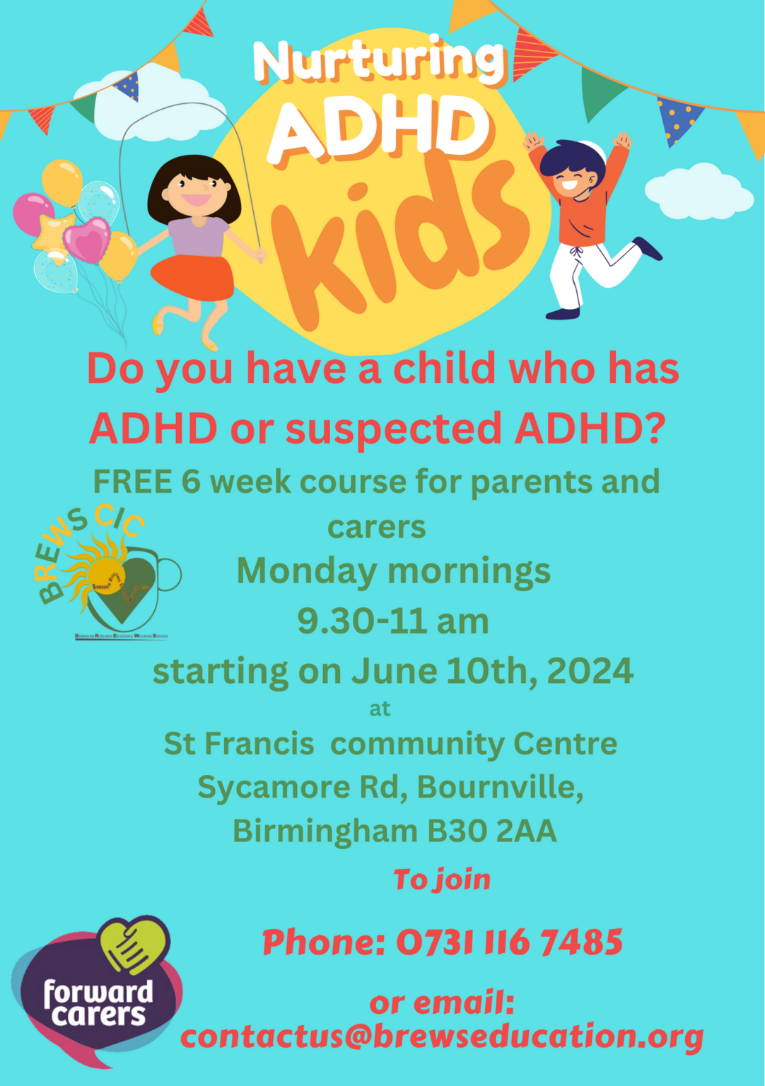 Nurturing ADHD Kids Face-to -Face course - Birmingham Carers Hub